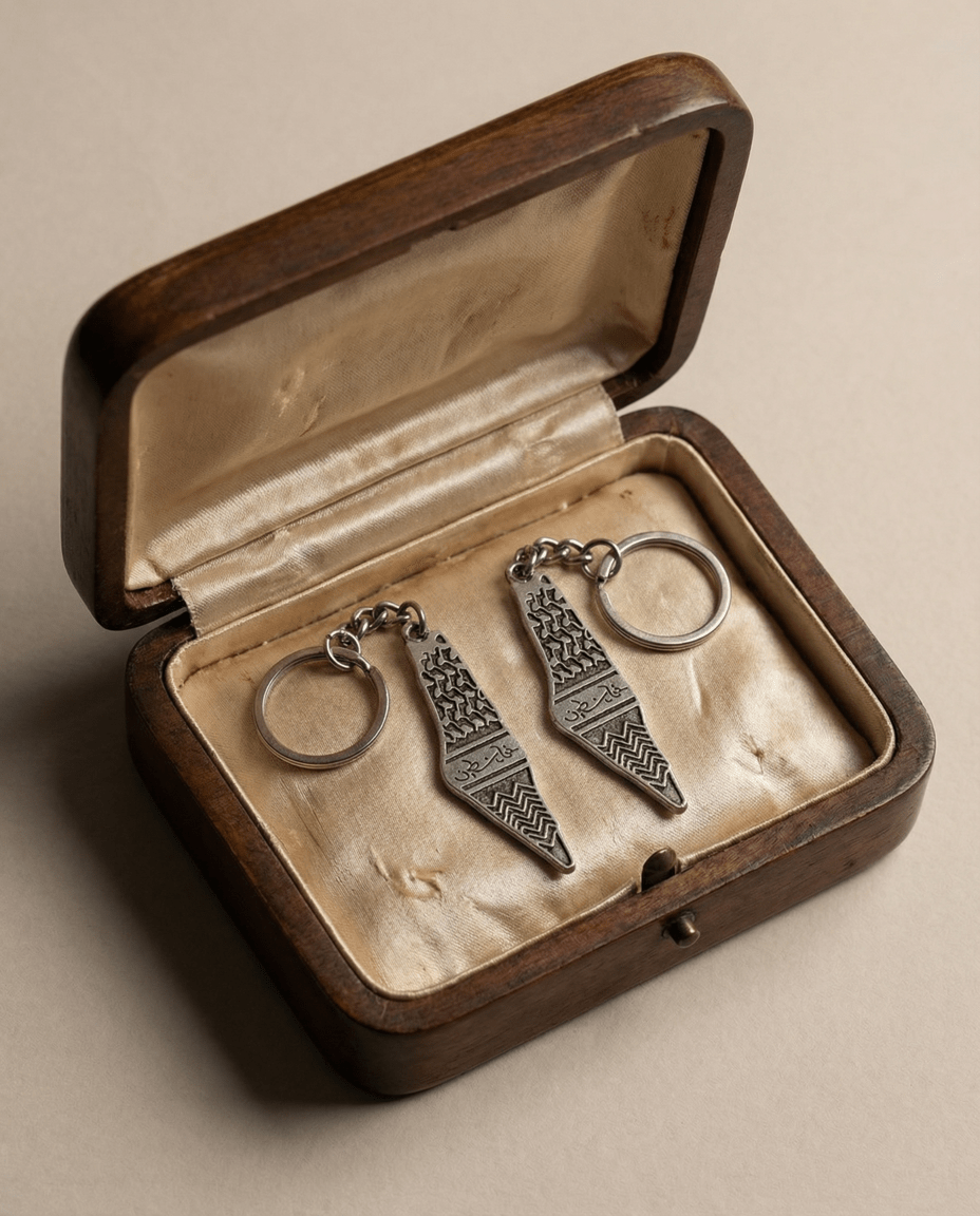 Palestine Keychain Keffiyeh Engraved Silver – Set of 2 | Zaytoon ...